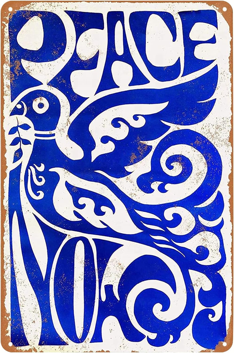 Tin Decor Sign Stylized Peace Now Pigeon Vintagewall Art Decor Plaque ...