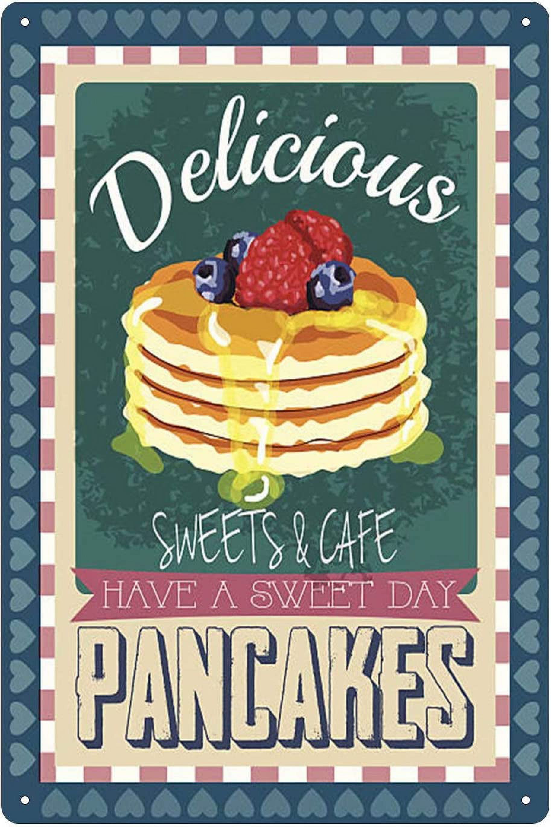 Tin Decor Vintage Pancake Tin Sign Delicious Strawberry Pancake Posters ...