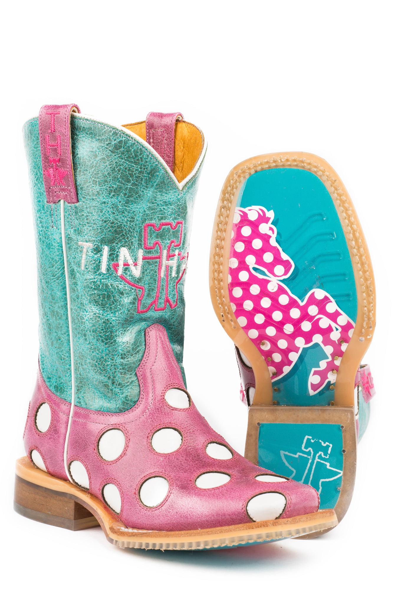 Tin Haul Girls' Little Miss Dotty Horse Boot Square Toe - 14-018-0007 ...