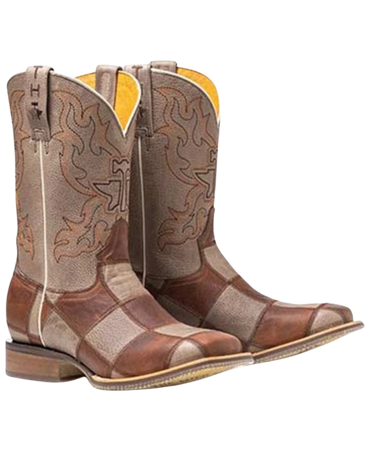 Tin Haul Men's Checkers Western Boot Broad Square Toe Tan 10 D(M) US ...