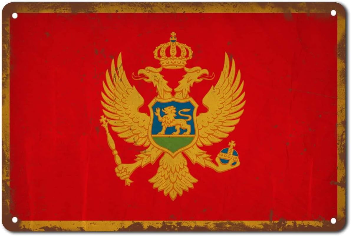 Tin Metal Country Signs The European Country Flags of Montenegro ...