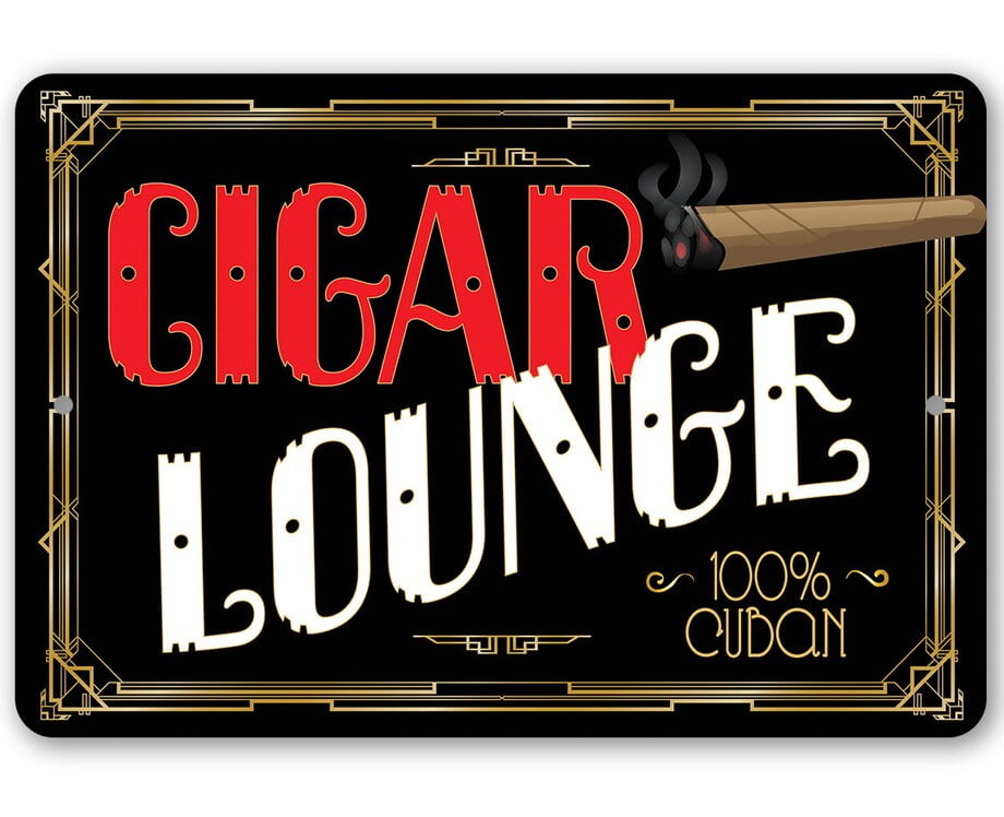 Tin - Metal Sign-Cigar Lounge Indoor/Outdoor-Decor for Cigar ...