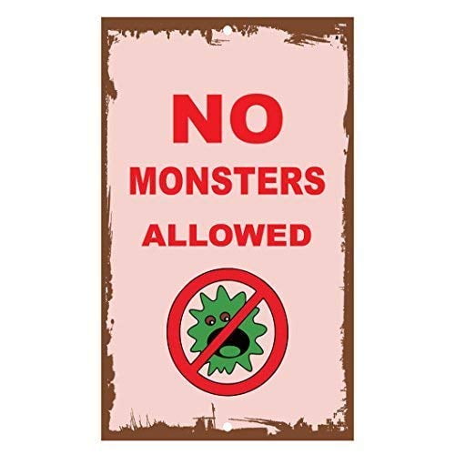 Tin Metal Sign No Monsters Allowed Novelty Funny Sign Size: 12 x 16 ...