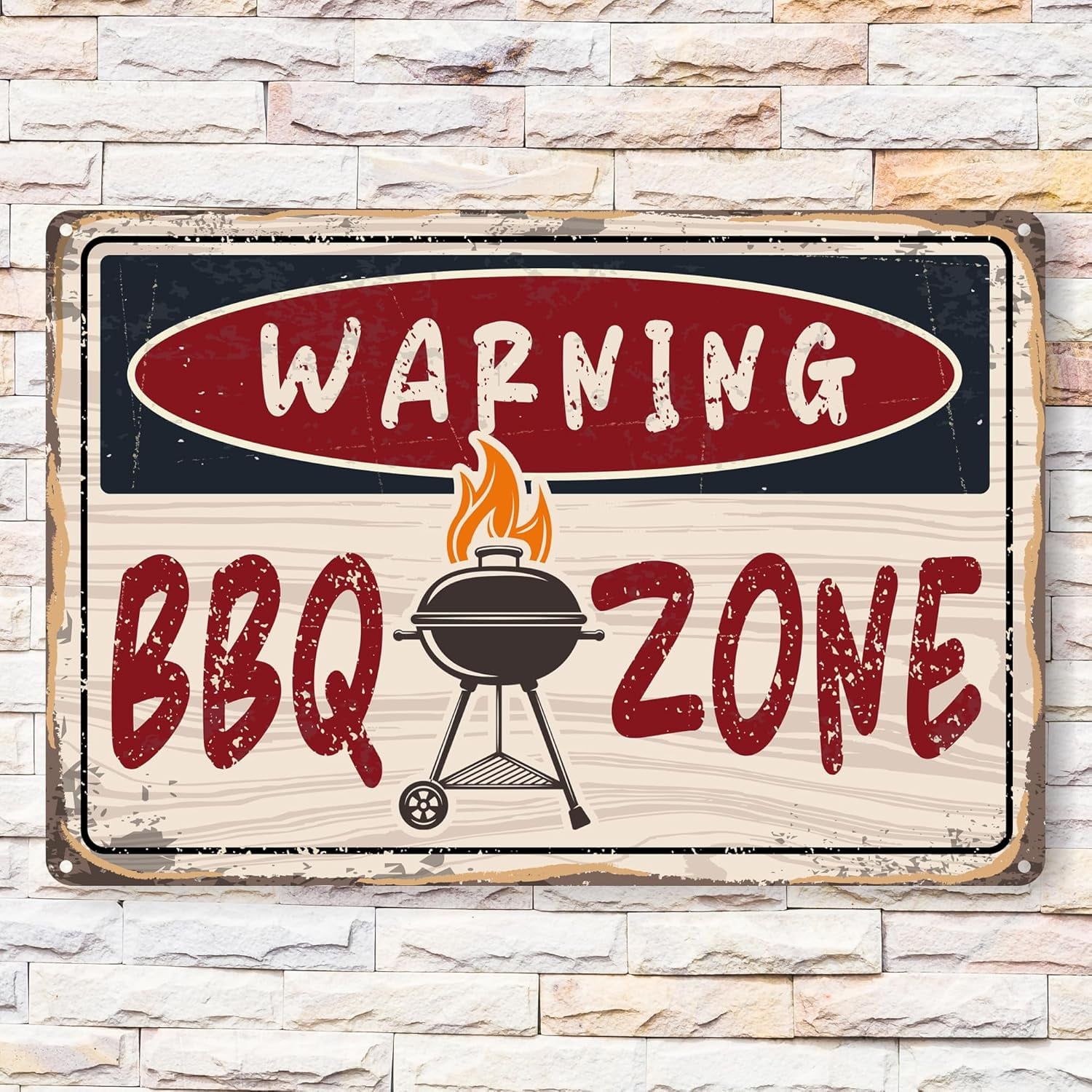 Tin Metal Sign Warning BBQ Zone Metal Signs, Indoor/Outdoor Great Decor ...