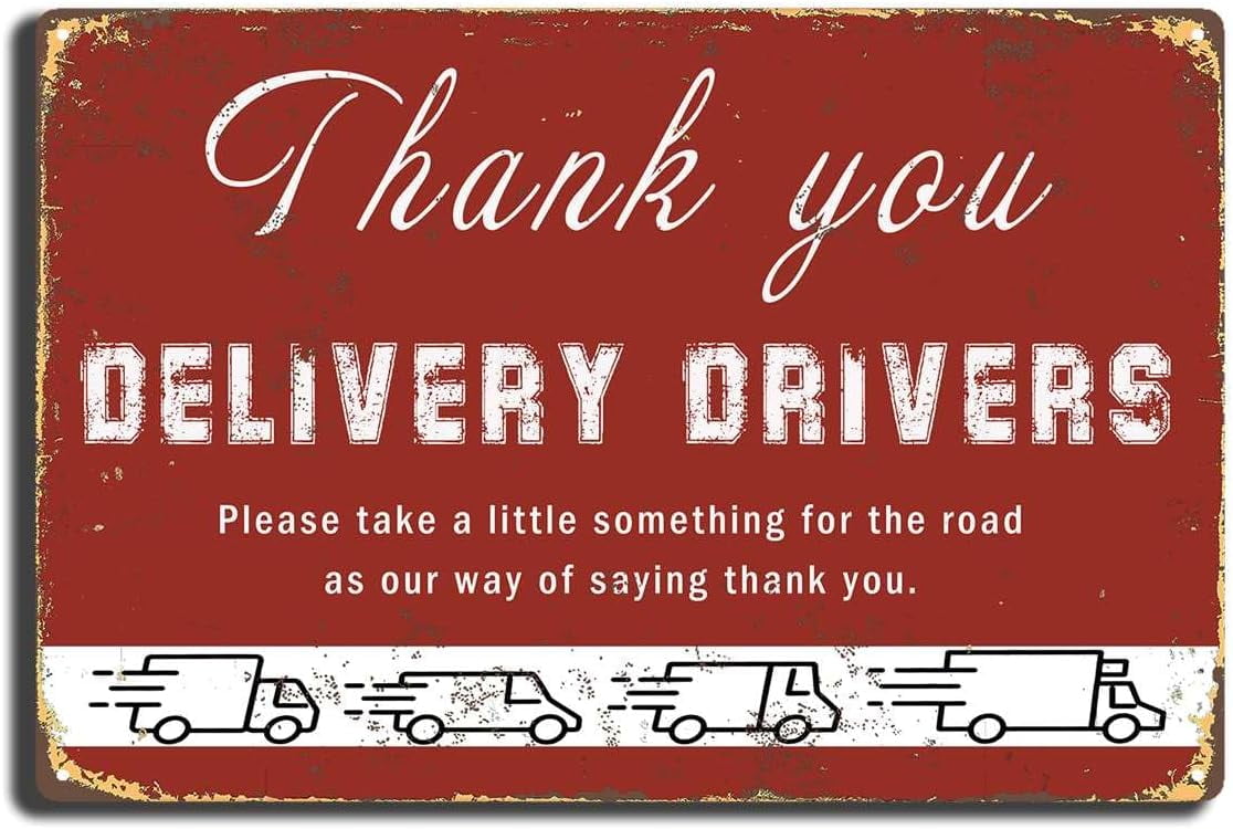 Tin Metal Signs Thank You Delivery Drivers Hard Work Metal Signs ...