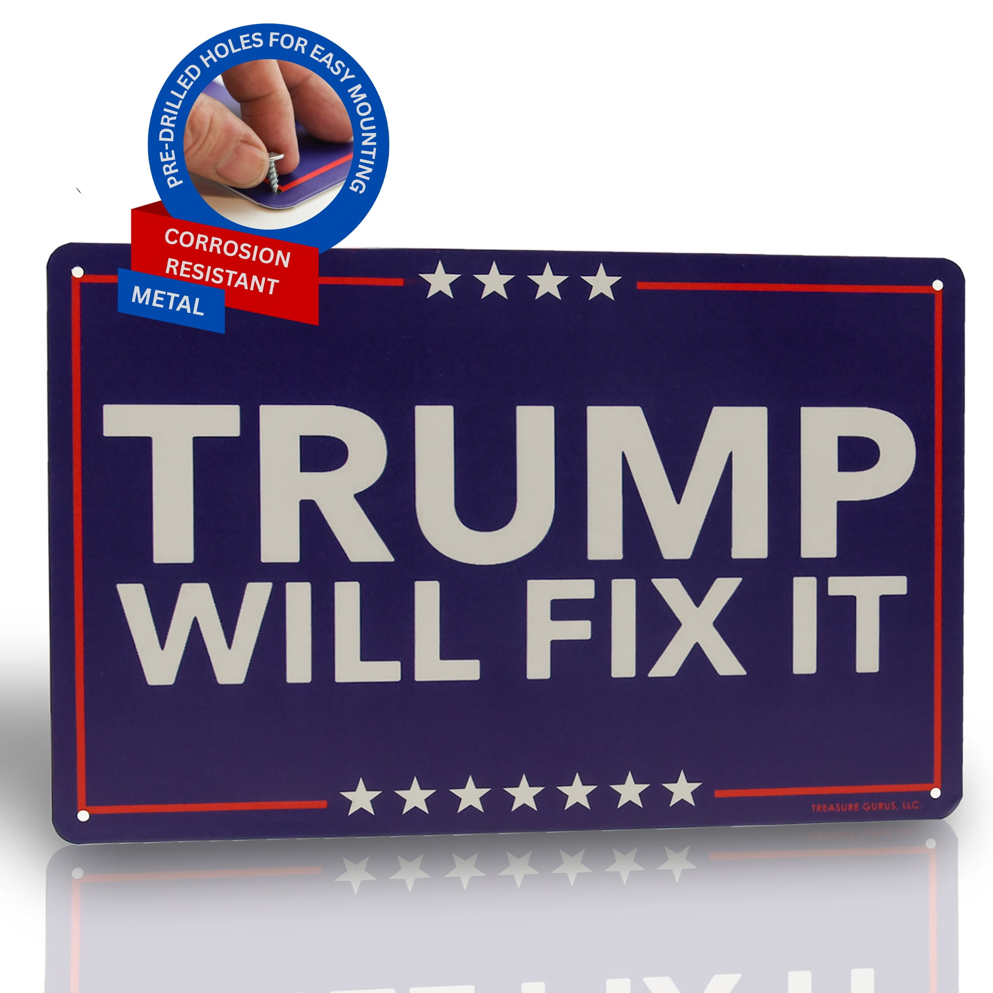 Tin Metal Trump Will Fix It Sign - Funny Signs Man Cave, Garage, Porch ...