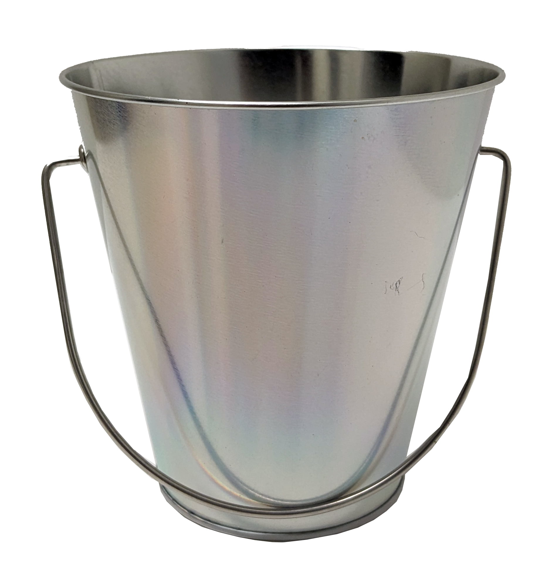 Way To Celebrate Silver Tin Pail with Handle 4.5 inch, Plain Silver ...