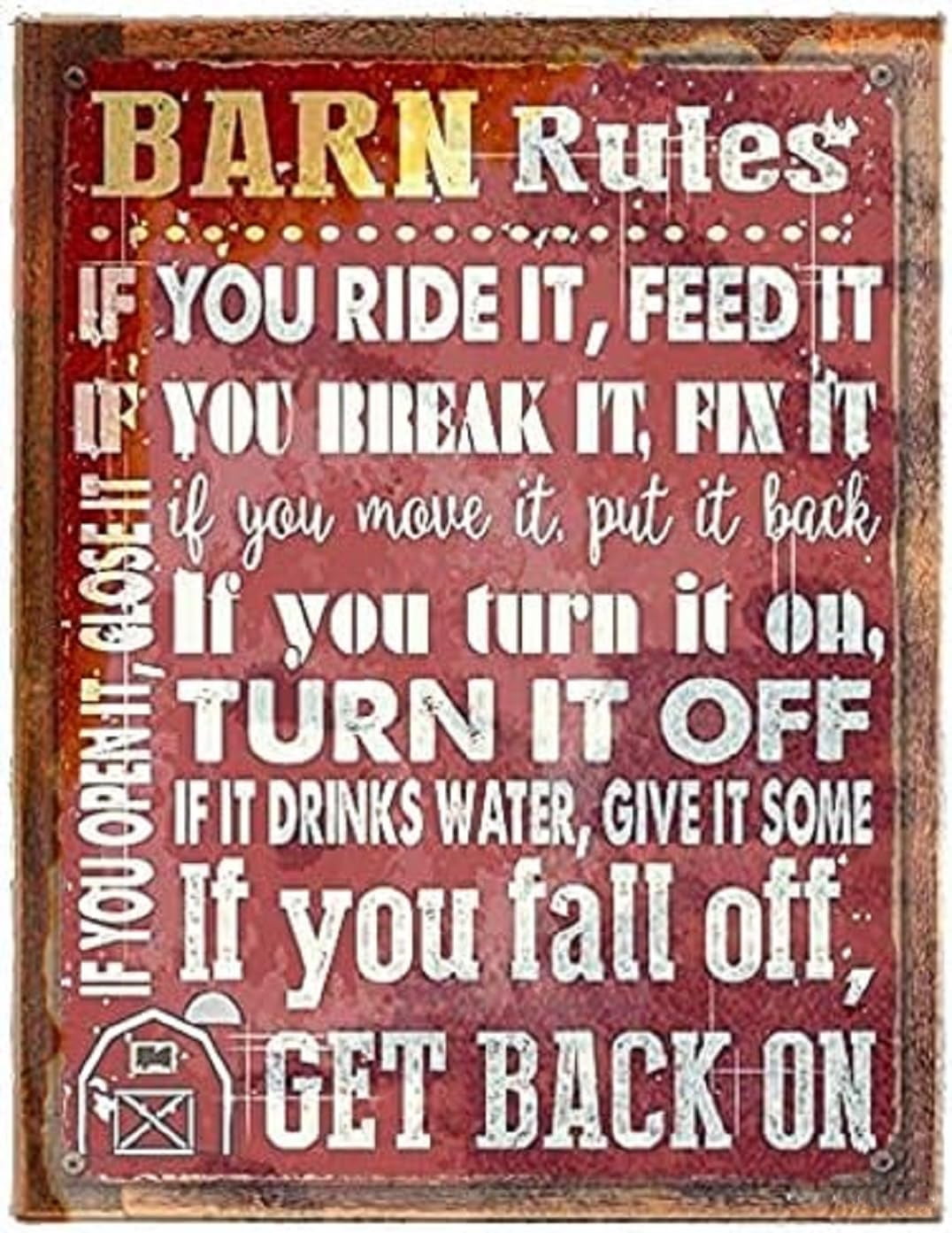 Barn Rules Sign
