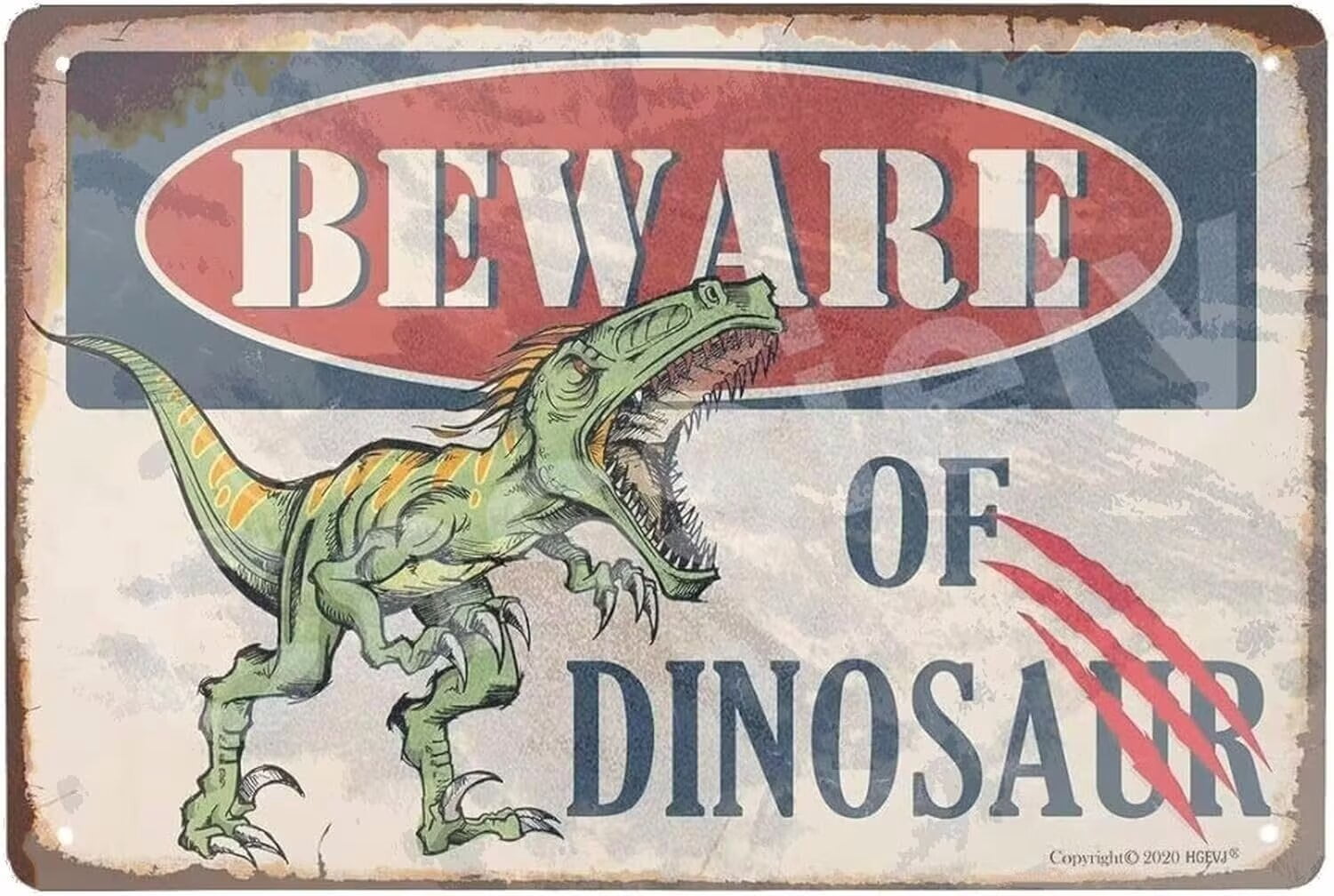 Tin Poster Metal Sign Beware Of Dinosaur - 8"x12" Inches Danger ...