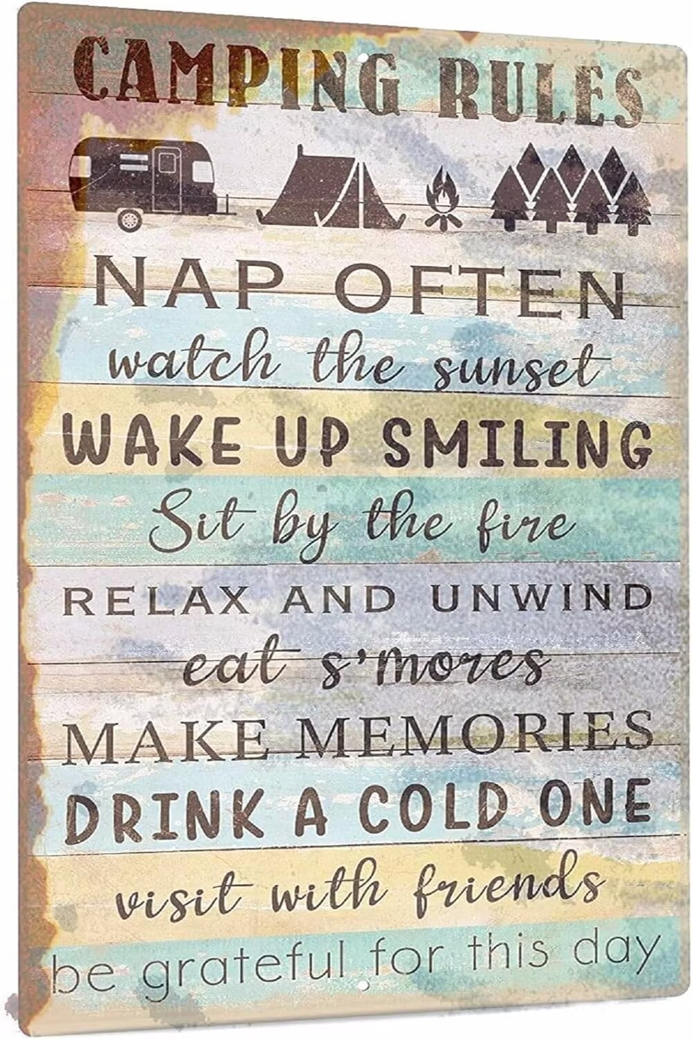 Tin Poster Metal Sign Camping Decor, Retro Wall Plaque Outdoor for Bar ...