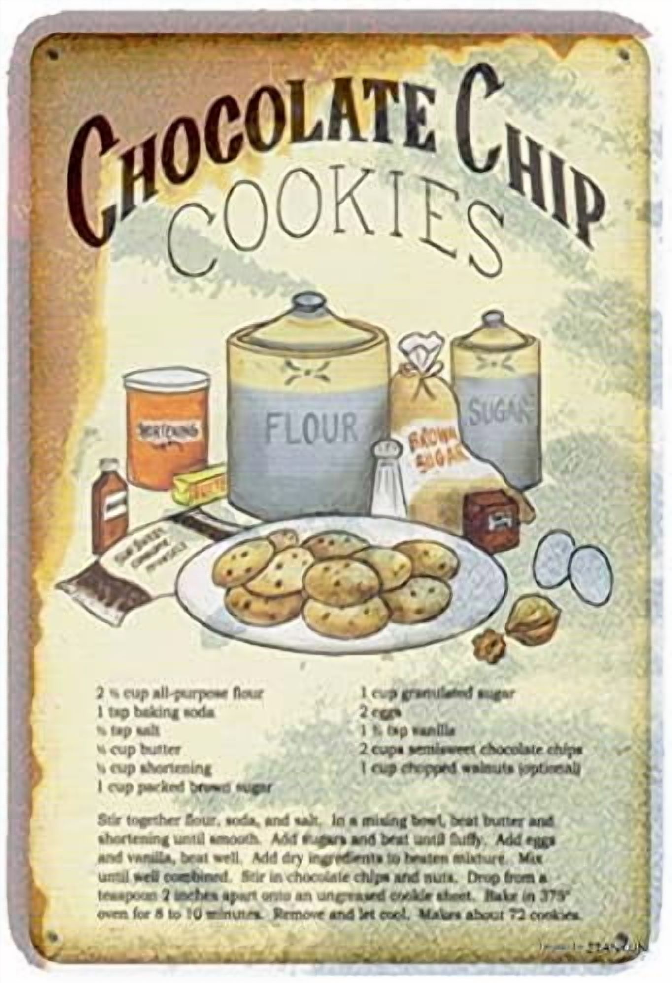 Tin Poster Metal Sign Chocolate Chip Cookies Bakery S Funny Sweet ...