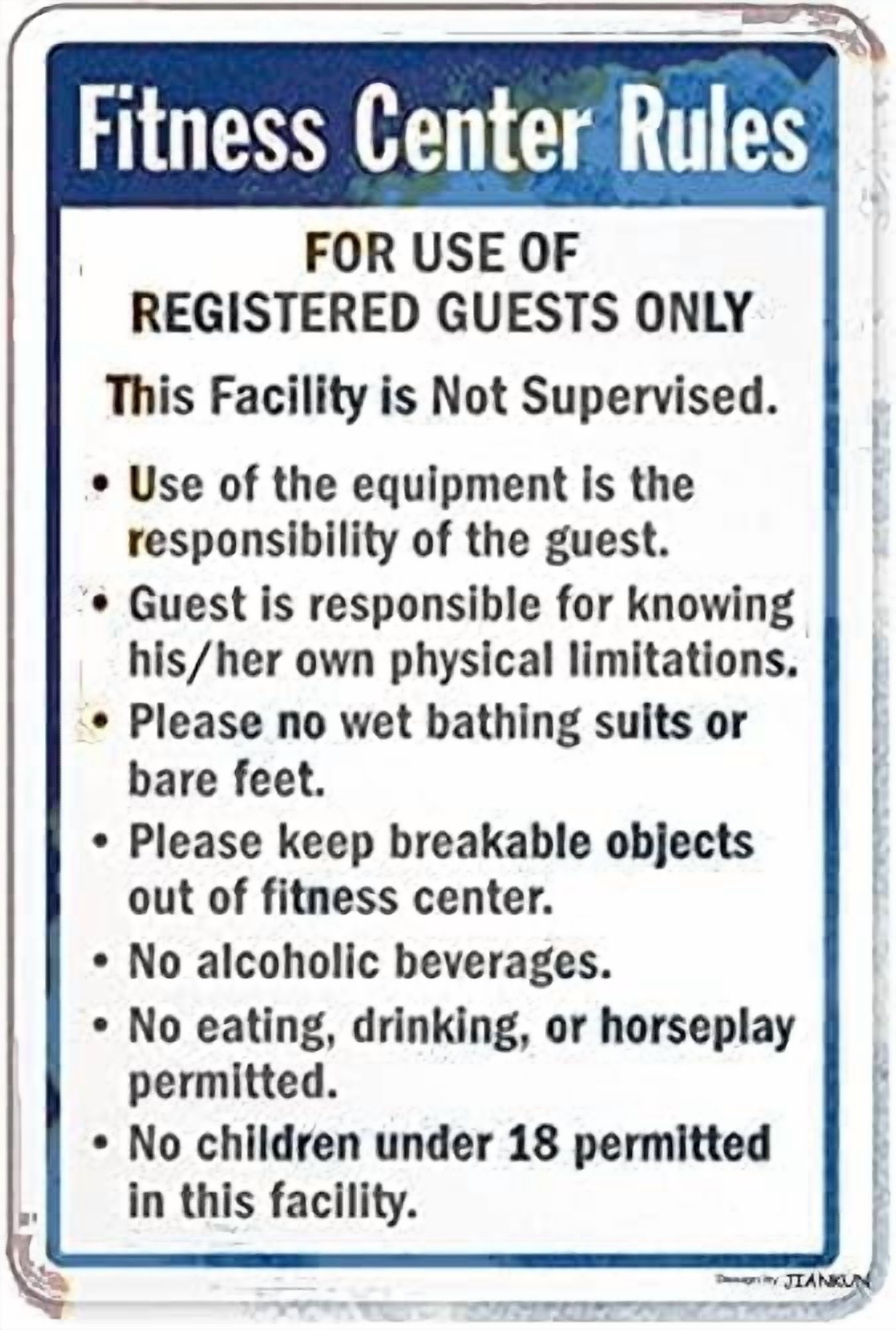 Tin Poster Metal Sign Warning Safety Fitness Center Rules Aluminum ...