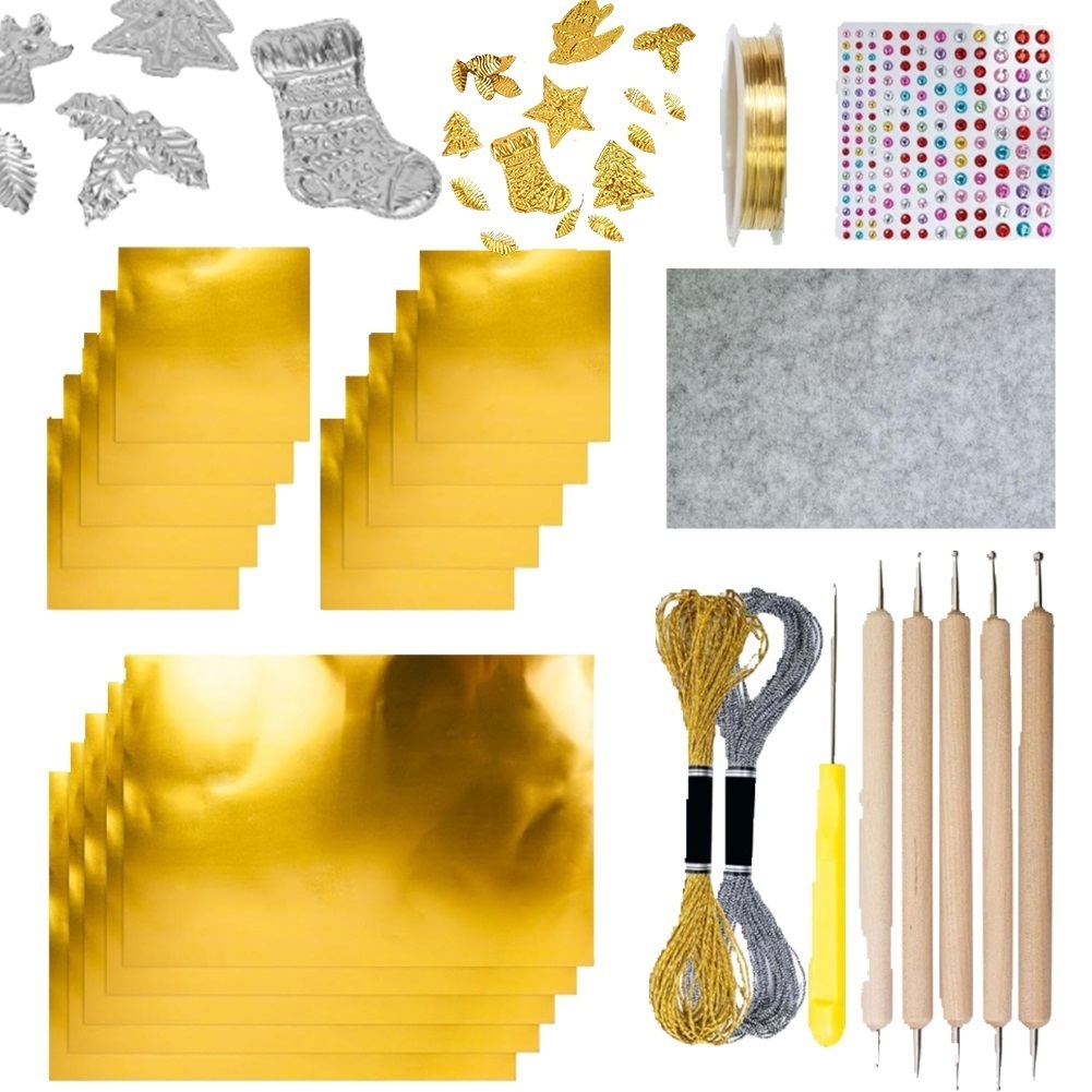 Tin Sheets for Crafting, Gold Embossing Foil Art Kit, Foil Cardstock ...