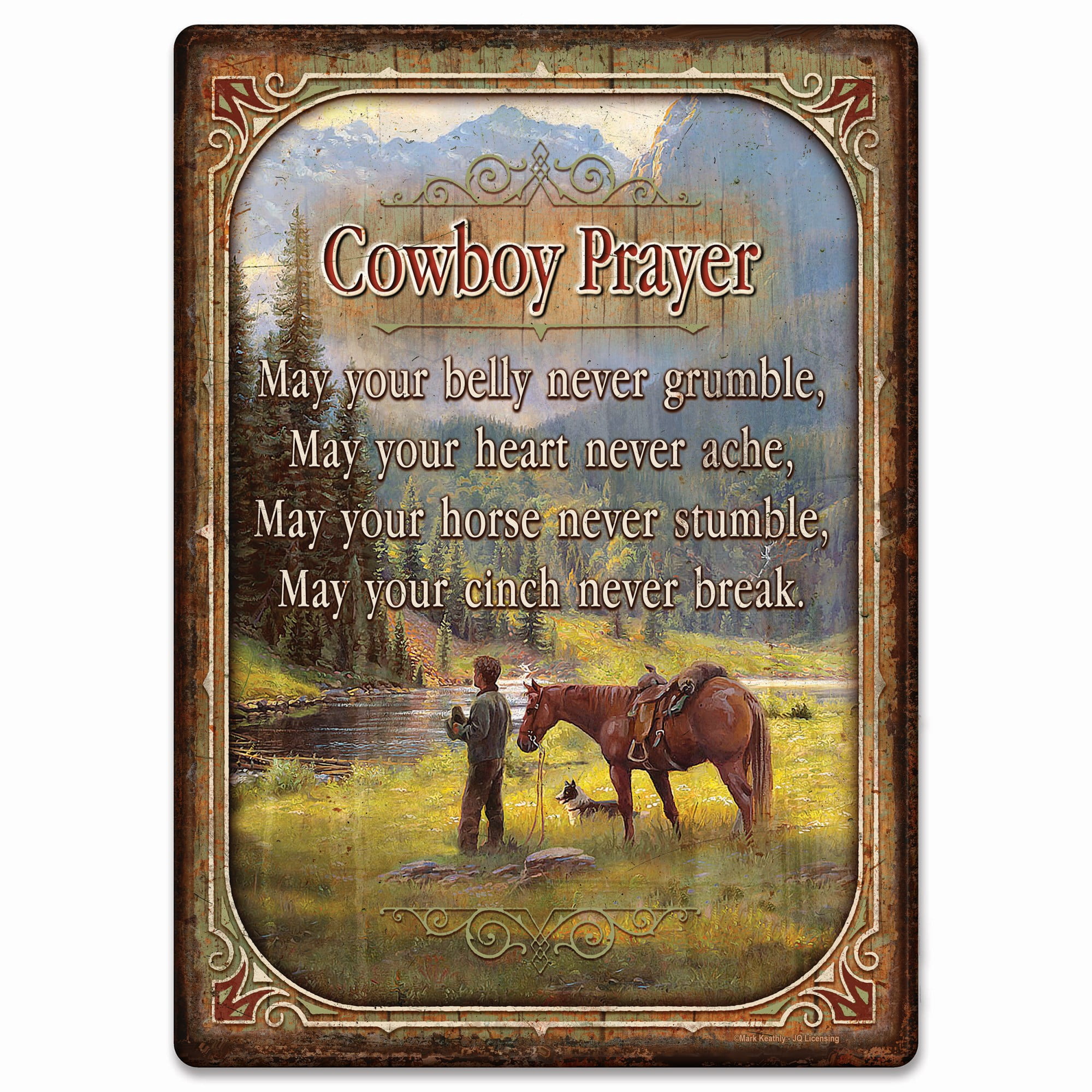 Tin Sign 12in x 17in - Cowbow Prayer - Walmart.com