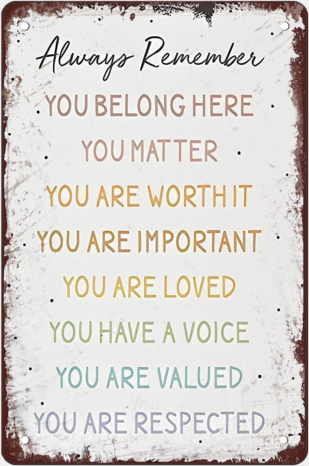 Tin Sign 12x16 Inch Always Remember Poster Pastel Rainbow In This Room ...