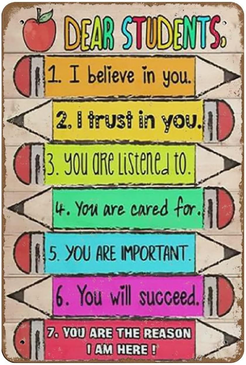 Tin Sign 12x16 Inch Dear Student I Believe In You Teacher Poster ...