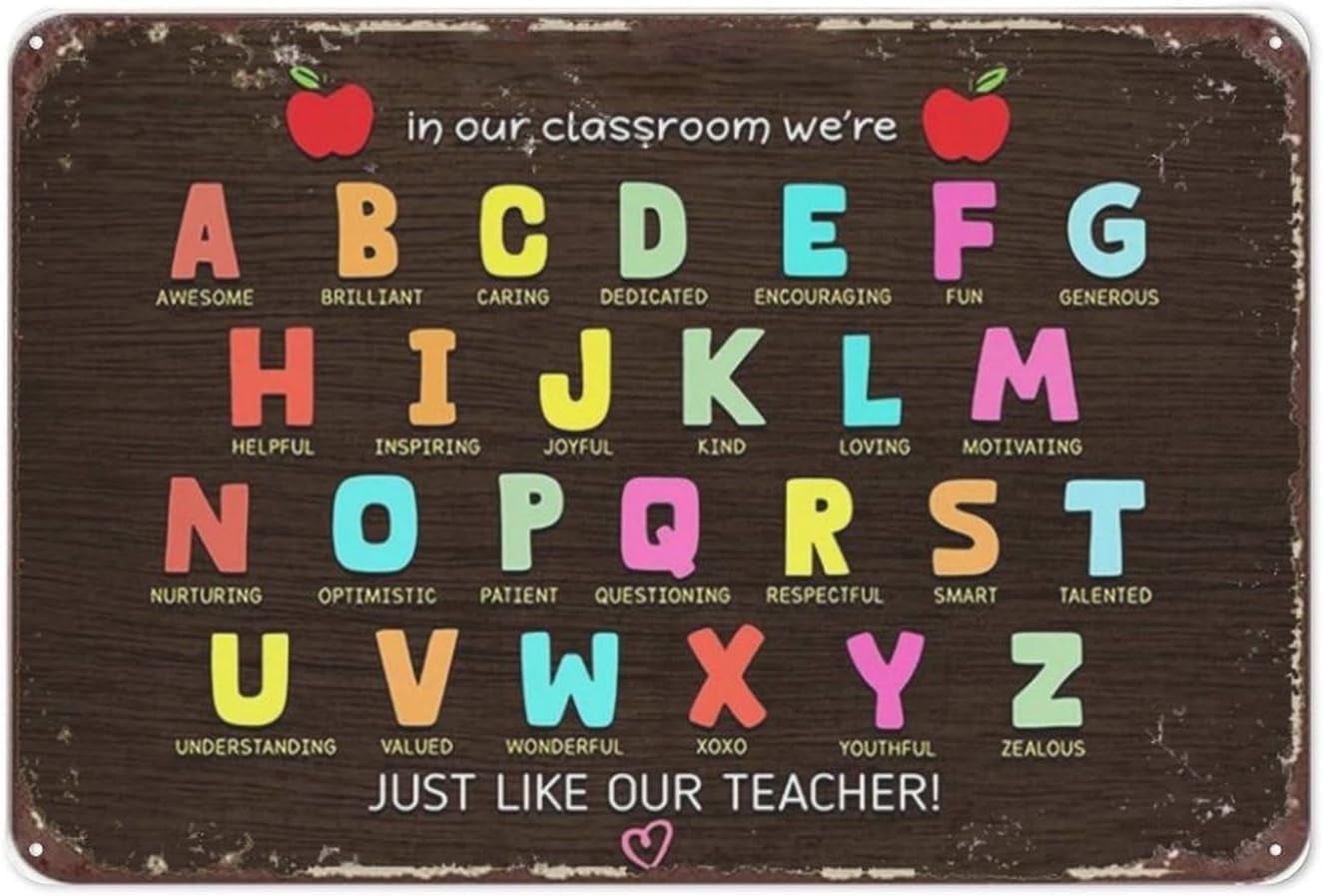Tin Sign 12x16 Inch In Our Classroom We Are Poster, Alphabet Sign ...