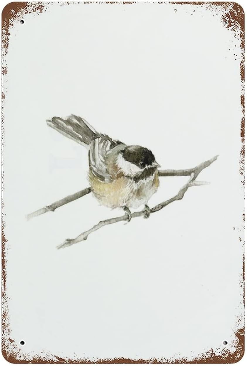 Tin Sign 12x16 Inch Little Chickadee Bird Vintage Metal Plaque Sign ...