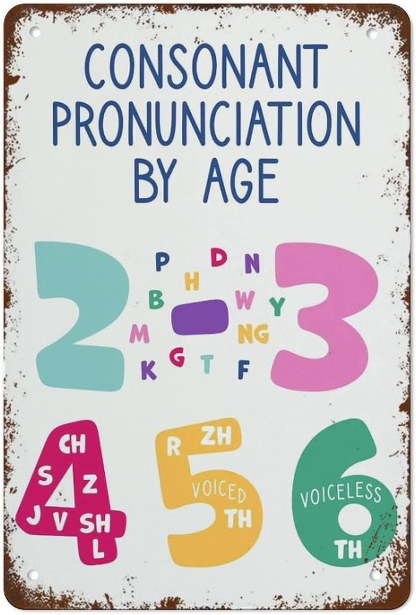 Tin Sign 12x16 Inch Metal Signs Wall Art Decor Consonant Pronunciation ...