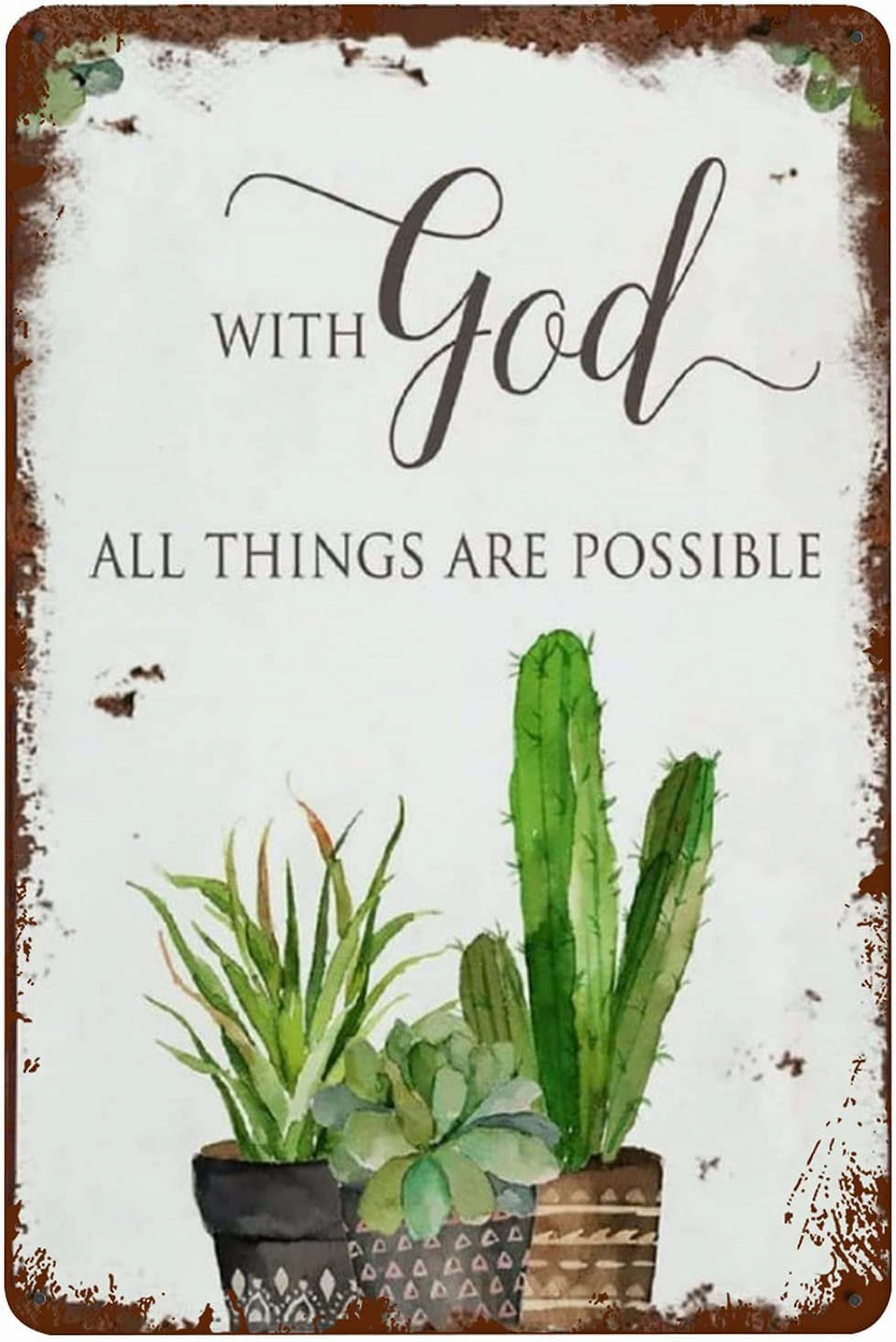 Tin Sign 12x16 Inch Metal Tin Signs Wish God All Thing Are Possible ...