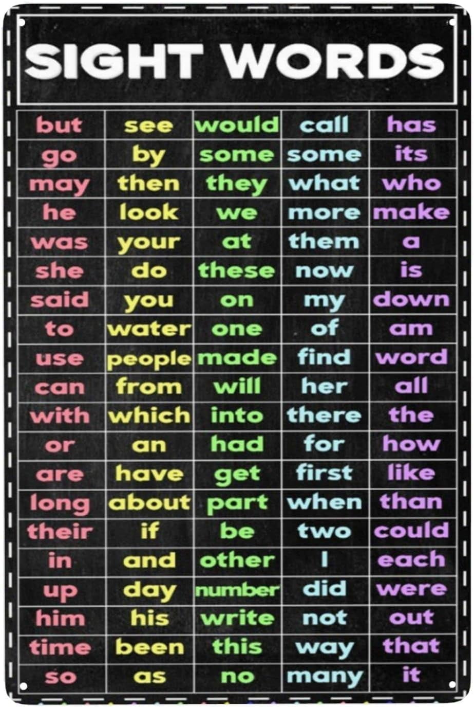 Tin Sign 12x16 Inch Sight Words Portrait Aluminum Signs Funny Tin Sign ...
