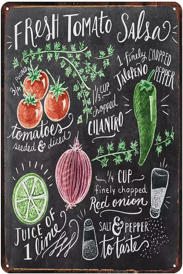 Tin Sign 12x16 Inch Vintage Fresh Tomato Salsa Tin Sign Retro Food ...