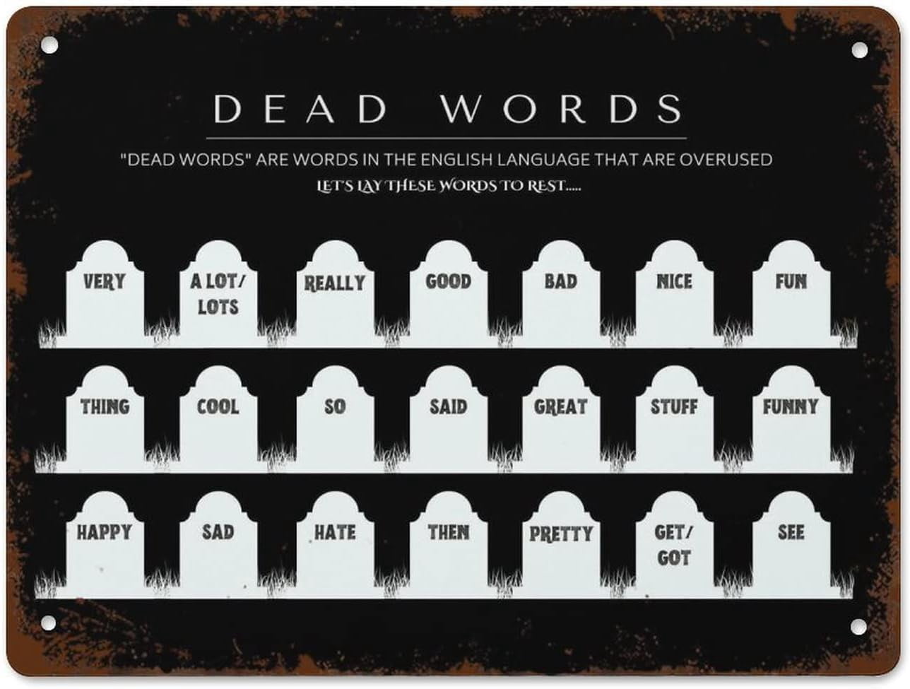 Tin Sign 5.5x8 Inch Funny Vintage Tin Metal Sign Dead Words Wall Art ...