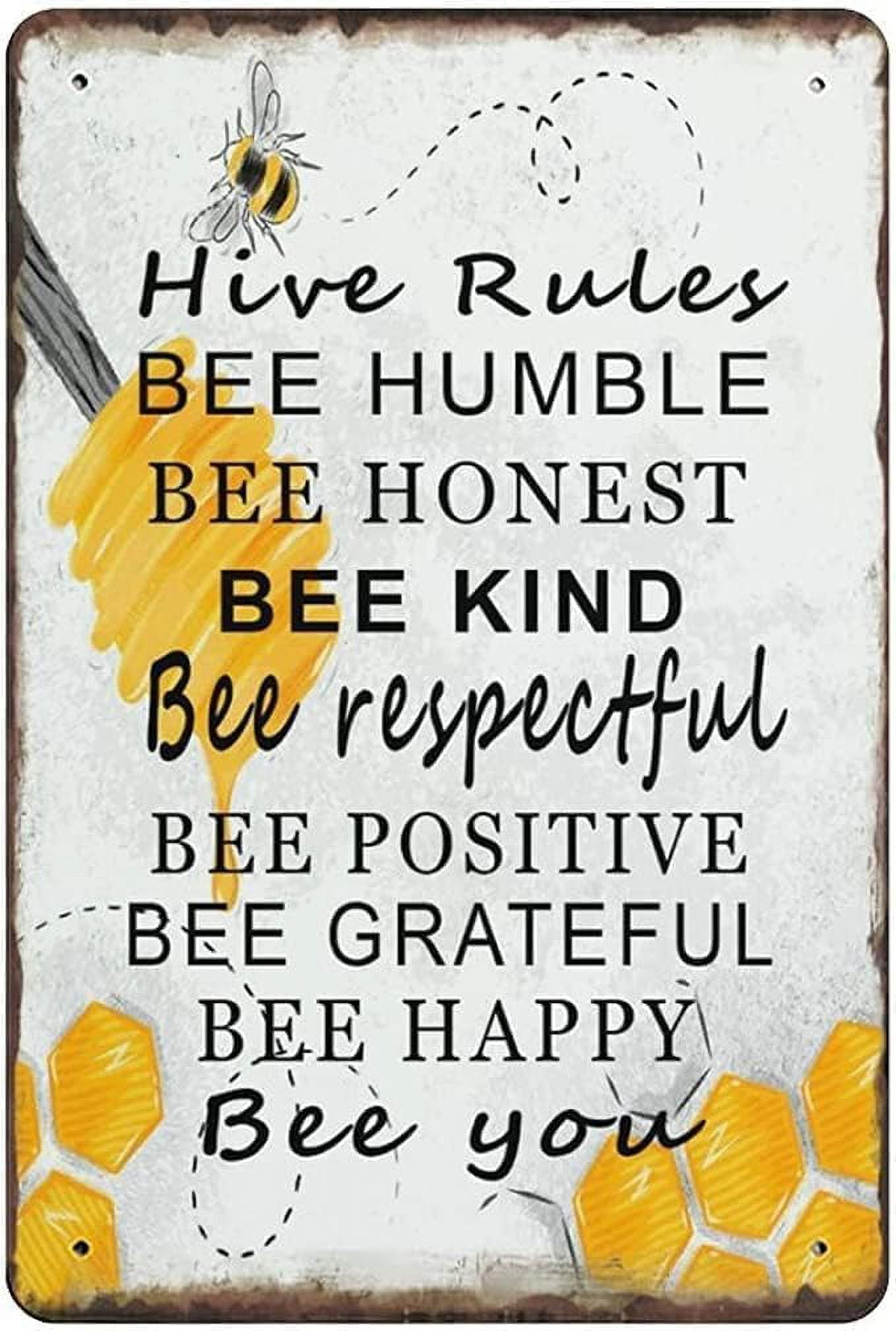Tin Sign 5.5x8 Inch Hive Rules Honey Bee Decor Garden Decor Bee Hive ...