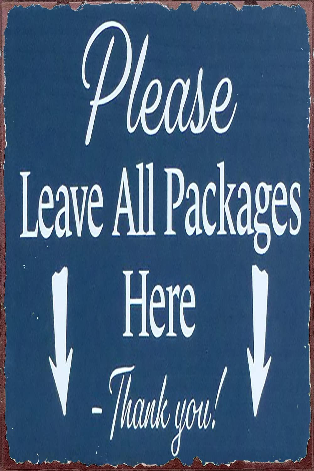 Tin Sign 5.5x8 Inch Please Leave Packages Here Arrows Down Metal Sign ...