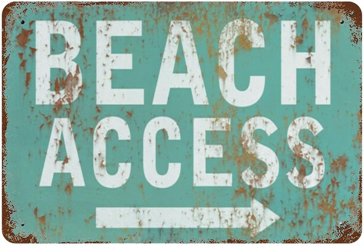 Tin Sign 5.5x8 Inch Retro Rustic Beach Metal Sign Decor Beach Access ...