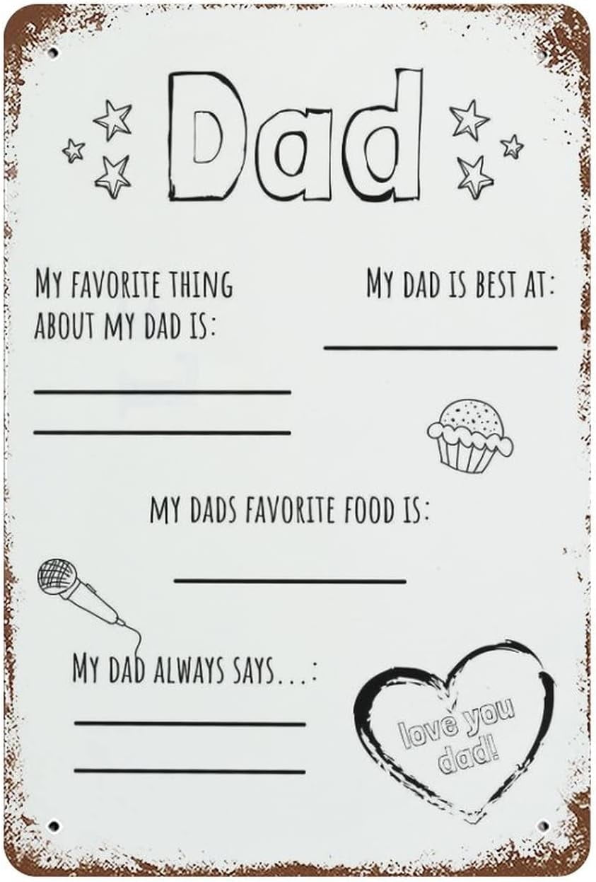 Tin Sign 8x12 Inch About My Dad Father's Day Tin Signs Retro Poster ...