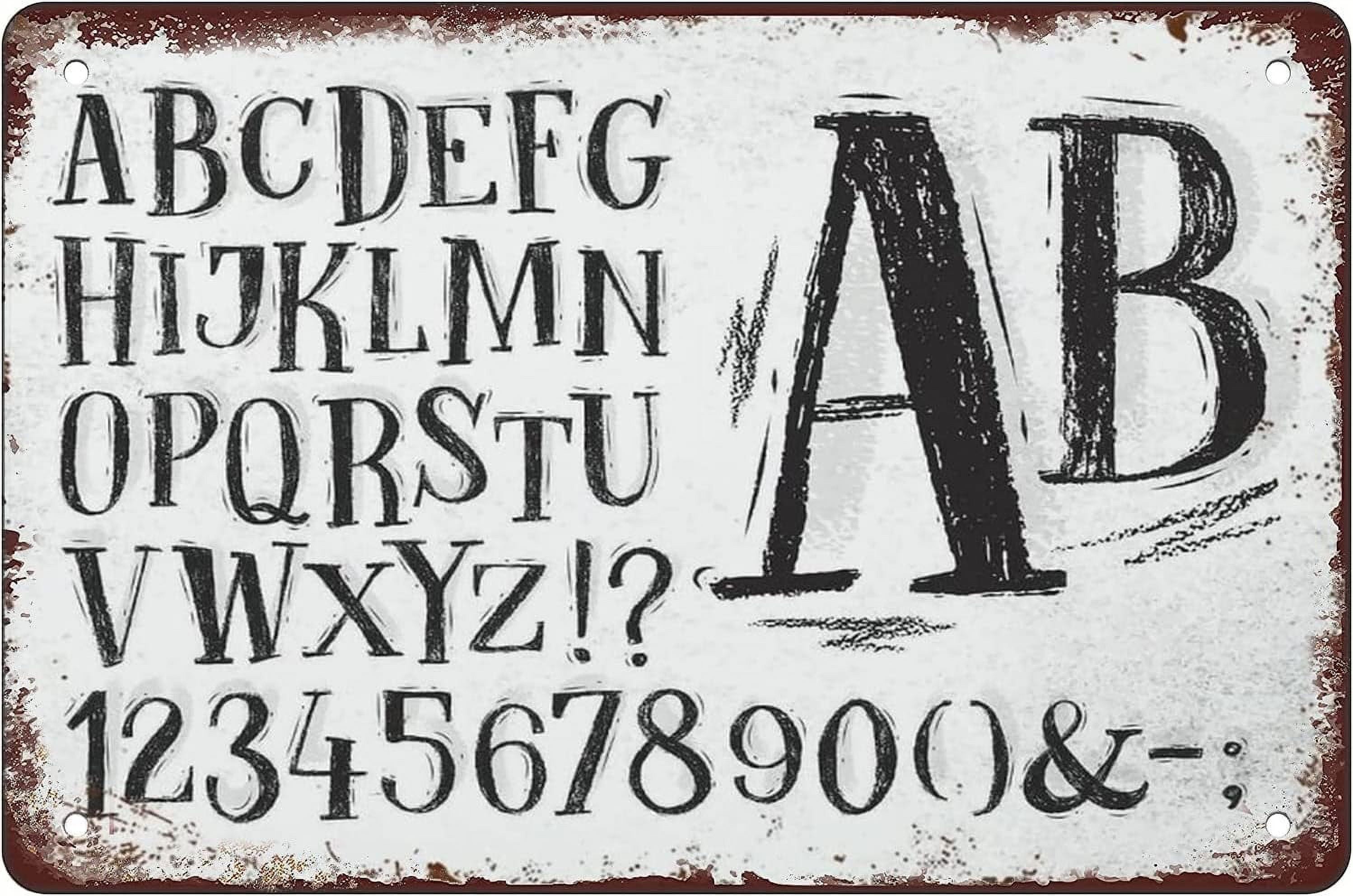 Tin Sign 8x12 Inch Alphabet Wall Decor Metal Tin Sign Funny Novelty ...