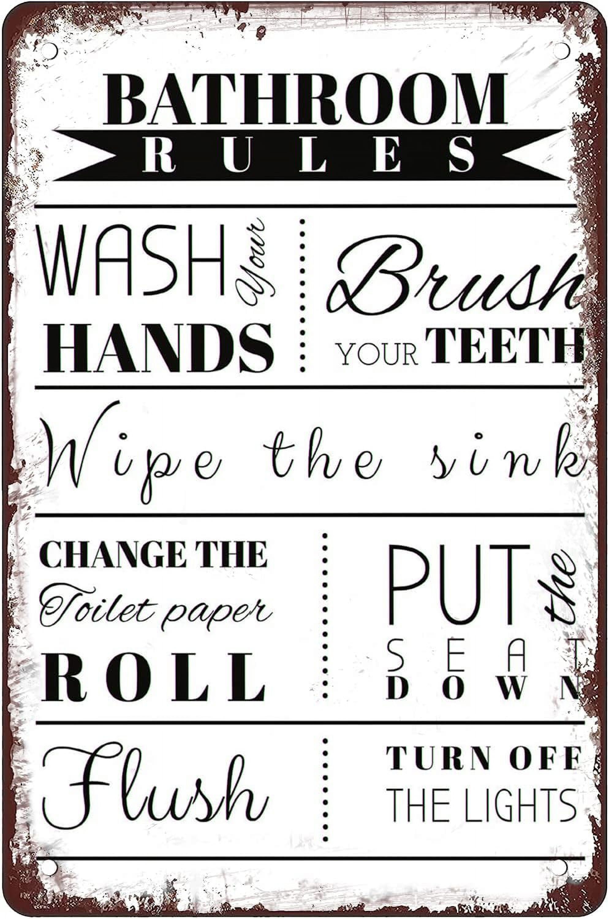 Tin Sign 8x12 Inch Bathroom Bathroom Rules Poster Farmhouse Tin Sign ...