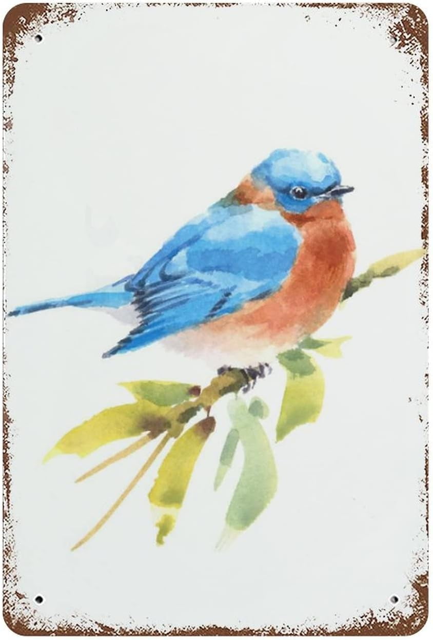 Tin Sign 8x12 Inch Bluebird Bird Lover Vintage Metal Plaque Sign Retro ...