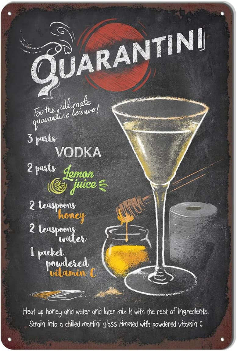 Tin Sign 8x12 Inch Cocktail Tin Sign Vintage Cocktail Recipes Metal ...