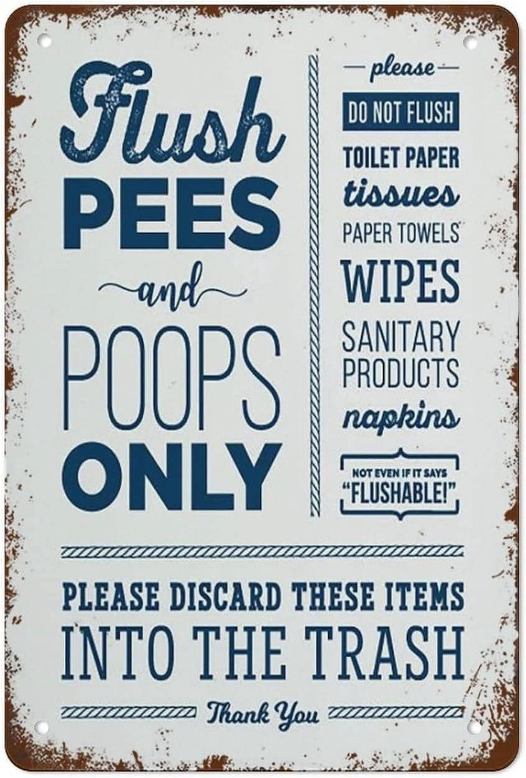 Tin Sign 8x12 Inch Cute Nautical Boat Bathroom Sign Flush Pees & Poops ...