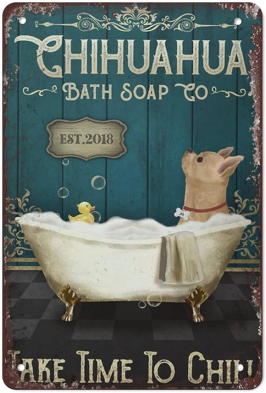 Tin Sign 8x12 Inch Dog Bath Soap Metal Signs Bathroom Decor Vintage ...