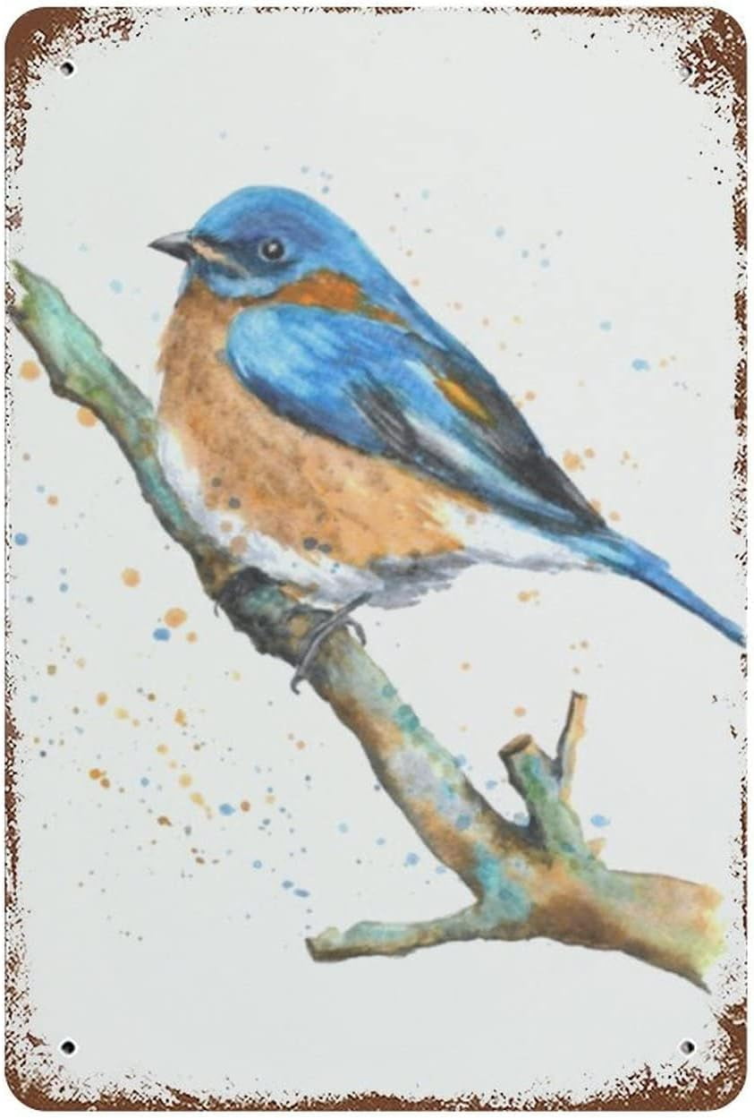 Tin Sign 8x12 Inch Eastern Bluebird Bird Vintage Metal Plaque Sign ...