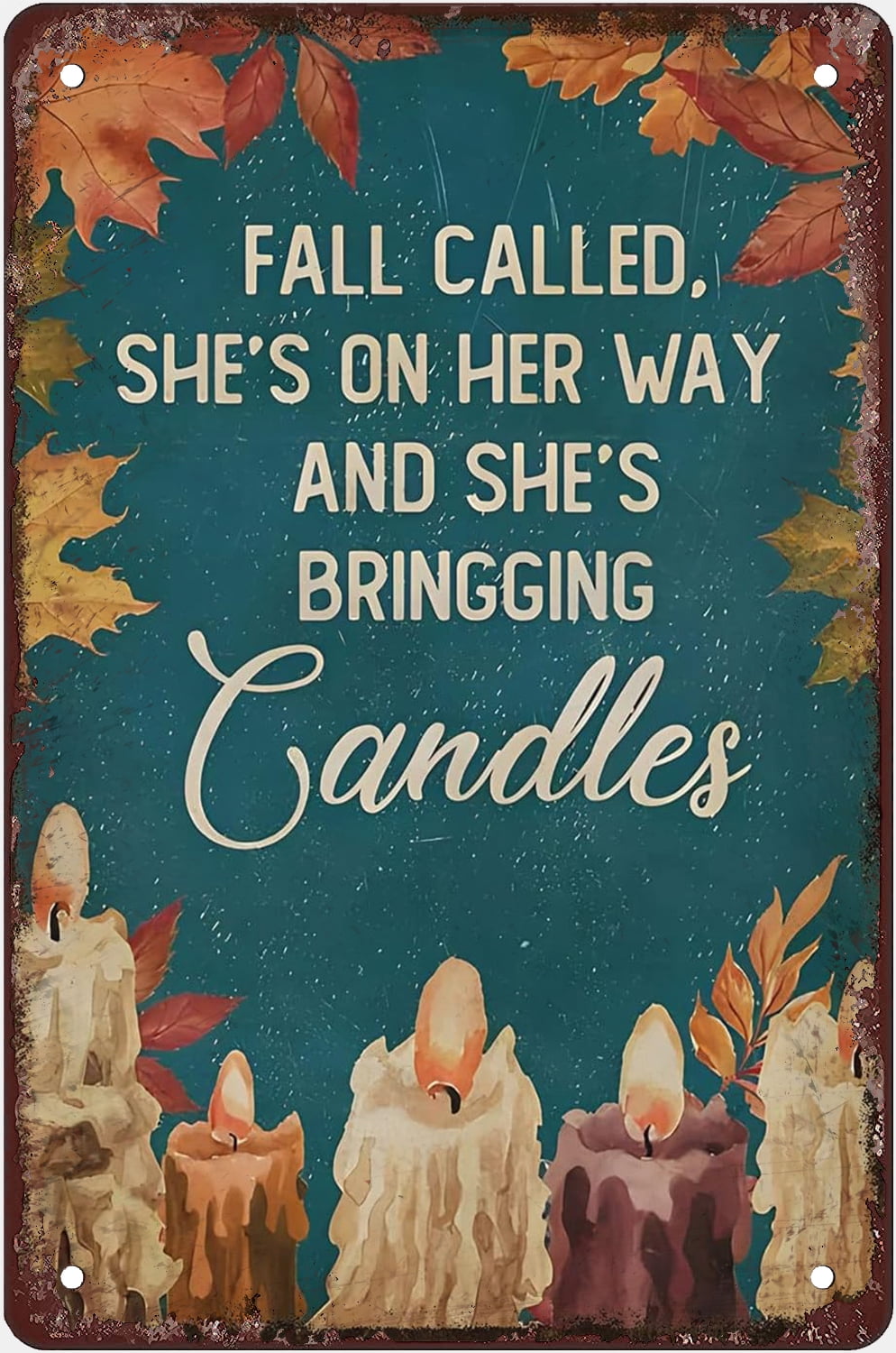 Tin Sign 8x12 Inch Fall Called She's On Her Way Tin Sign Vintage Art ...