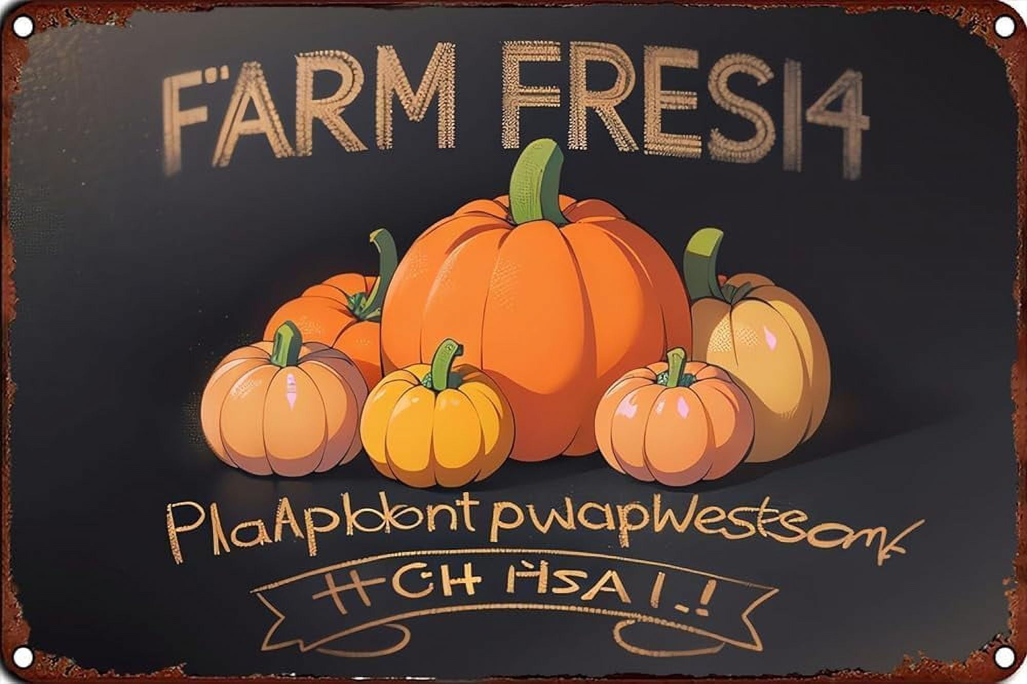 Tin Sign 8x12 Inch Farm Fresh Pumpkins Sign Retro Tin Signs Metal Sign ...