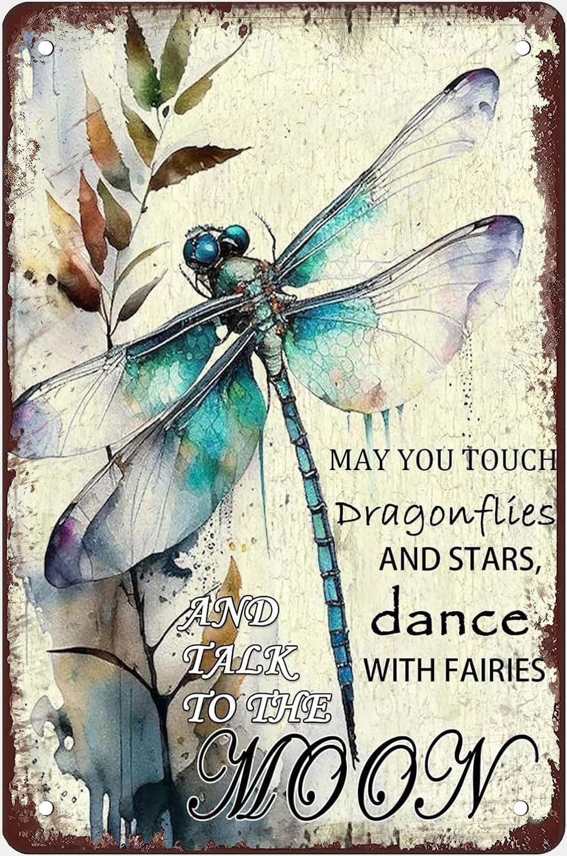 Tin Sign 8x12 Inch Funny Vintage Dragonfly Tin Sign May You Touch ...