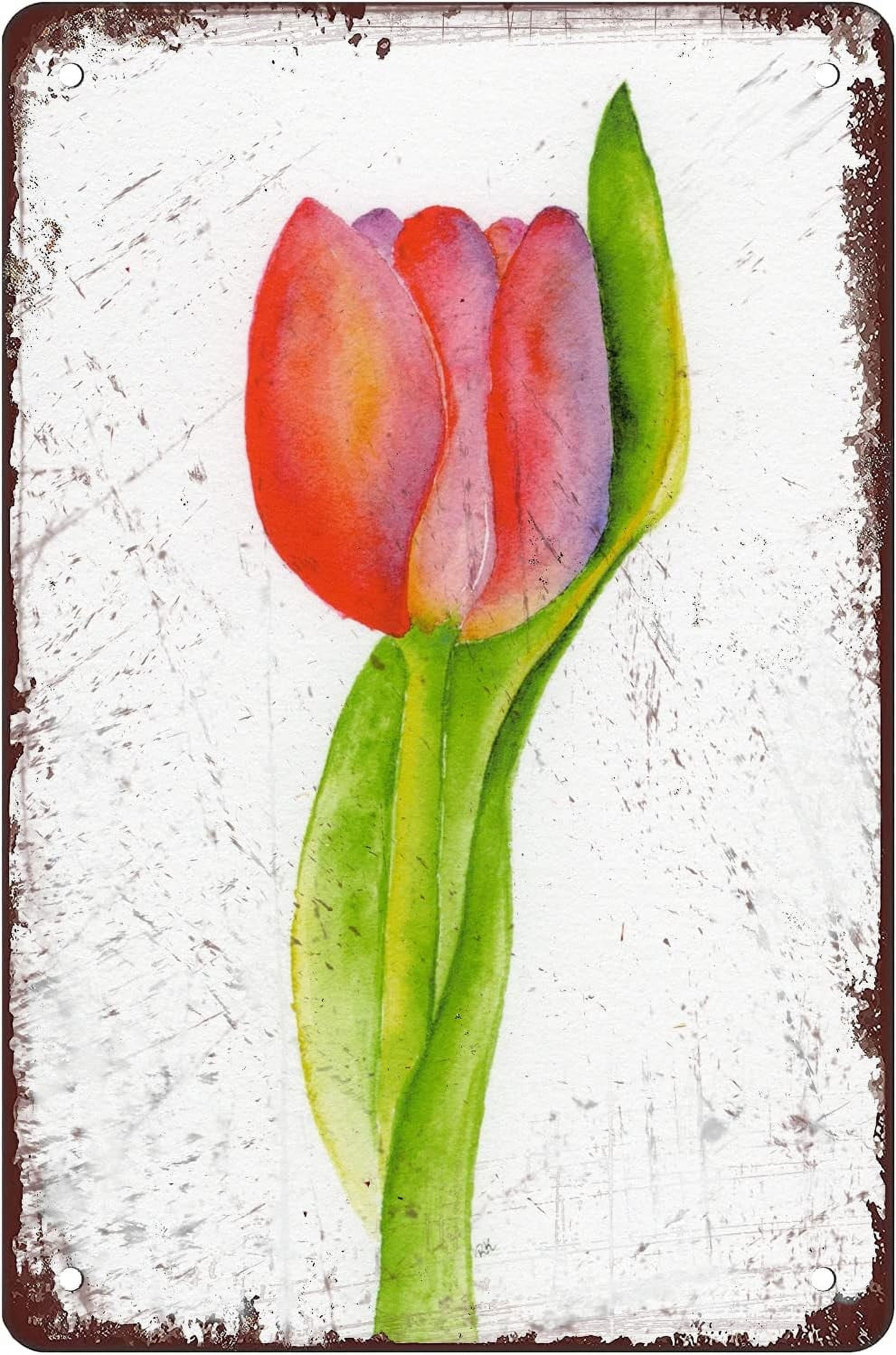 Tin Sign 8x12 Inch Green Tulip Tin Sign Vintage Metal Signs Posters ...