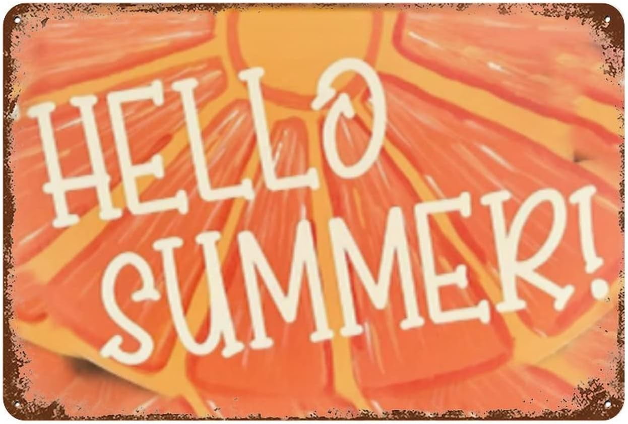 Tin Sign 8x12 Inch Hello Summer Sign Rustic Decor Summer Decor Summer ...