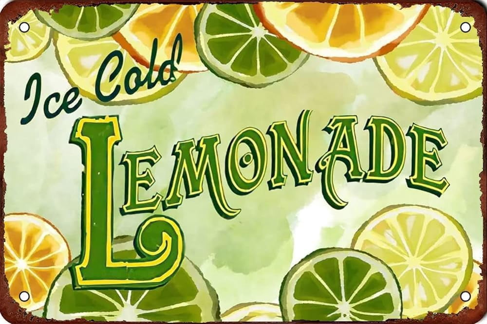 Tin Sign 8x12 Inch Icy Lemonade Tin Sign Vintage Tin Signs Retro Poster ...