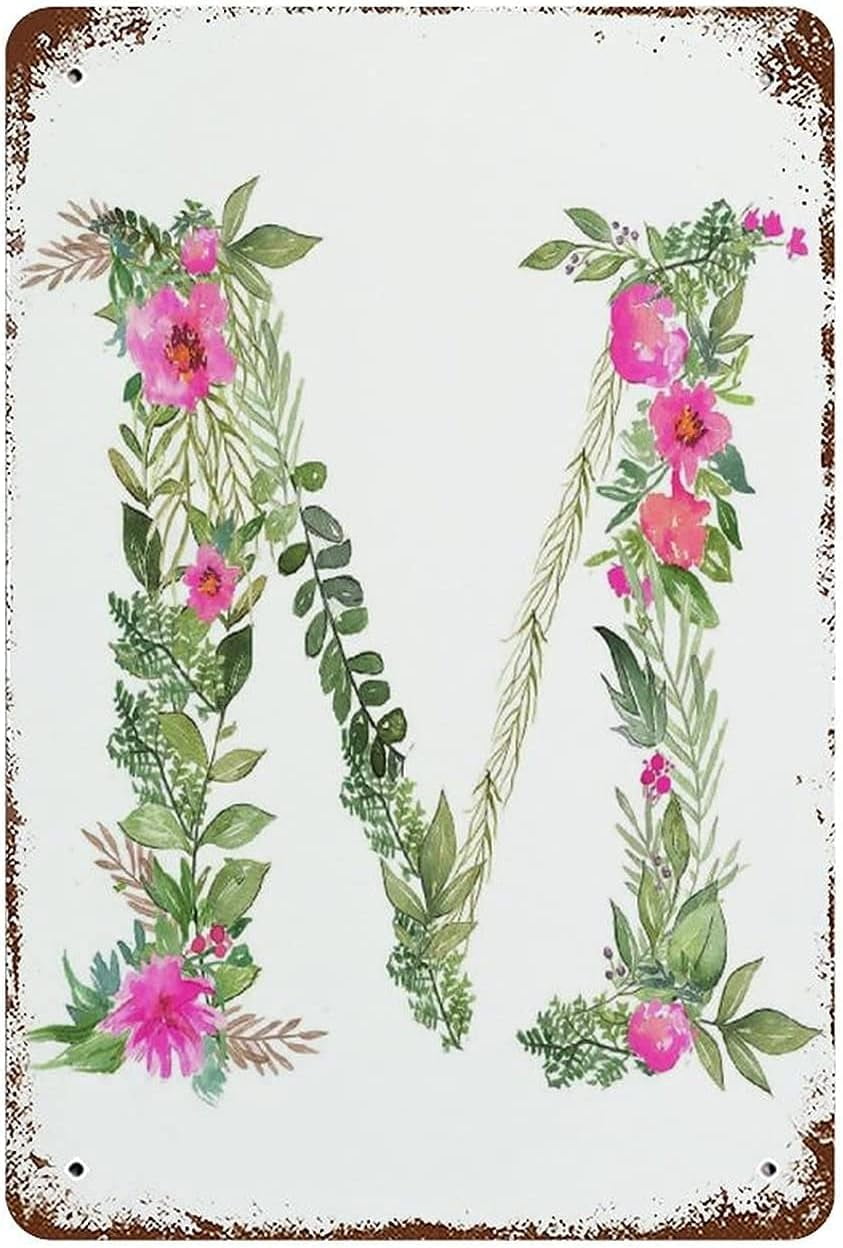 Tin Sign 8x12 Inch Initial Letter M Wall Letters Nursery Letters Iron ...