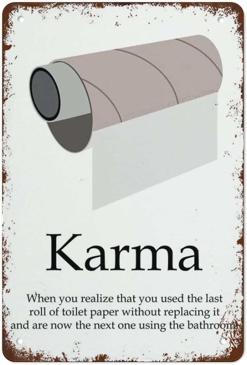 Tin Sign 8x12 Inch Karma Bathroom Art Bathroom Wall Decor Bathroom Wall ...