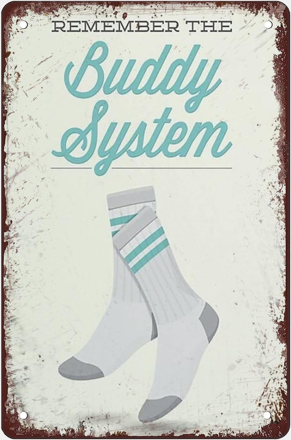 Tin Sign 8x12 Inch Laundry Room Remember The Buddy System Dryer Minimal ...