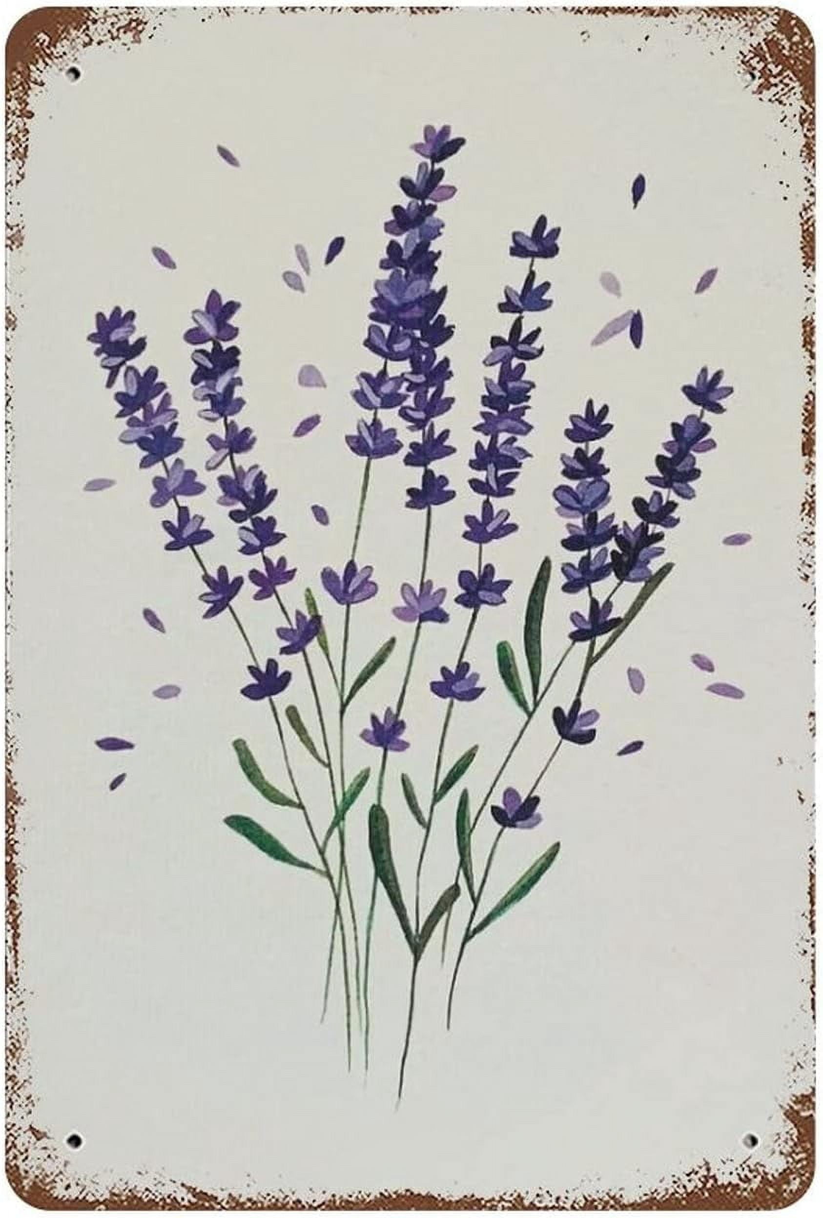 Tin Sign 8x12 Inch Lavender Botanical Floral Spring Tin Signs Retro ...
