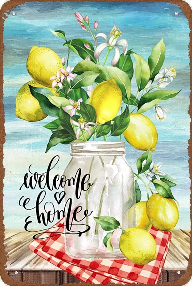 Tin Sign 8x12 Inch Lemon Antique Tin Signs Bar Poster Metal Wall Plate ...