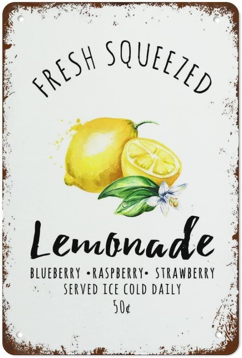 Tin Sign 8x12 Inch Lemonade Stand Sign Lemonade Spring Decor Wall Art ...